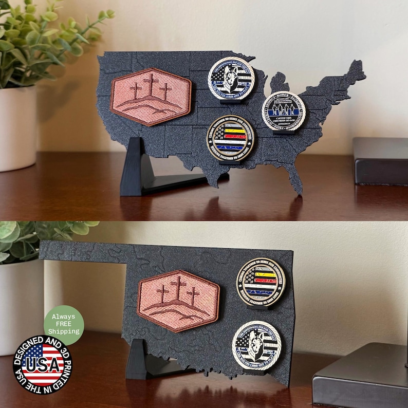Patch and Challenge Coin Display, for First Responder, Veteran, and ...