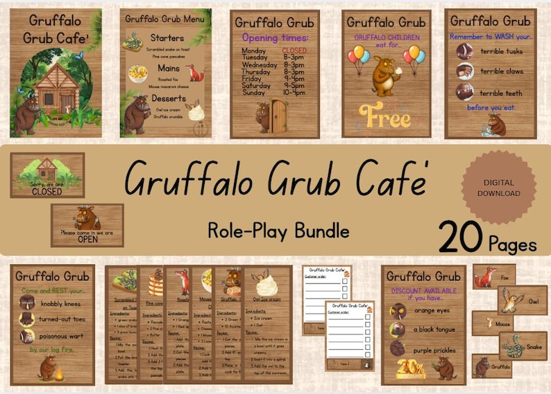 Gruffalo Grub Cafe' Role-play Bundle - Etsy UK