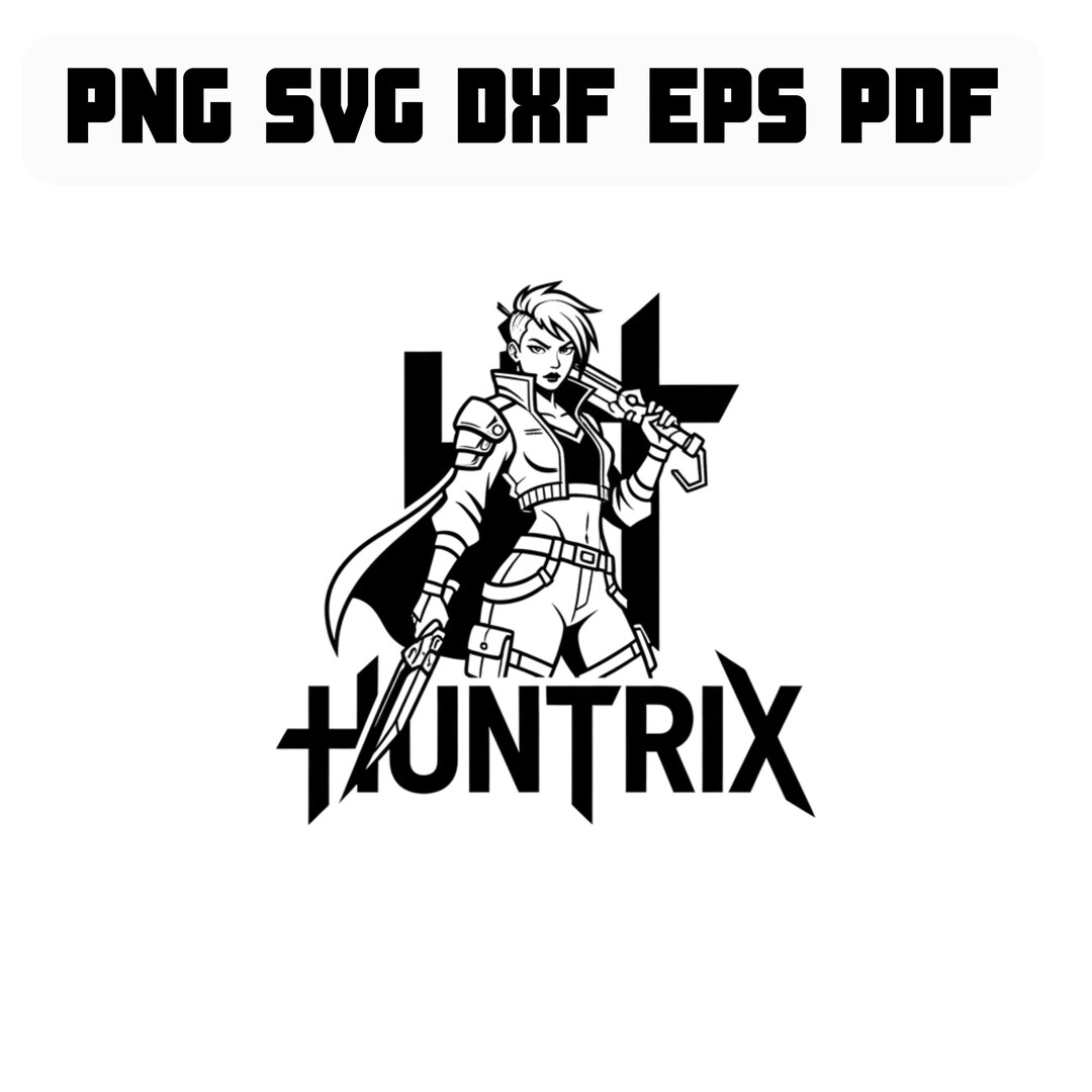 Huntrix Demon Hunter Girl SVG | K-pop Warrior Line Art (digital ...