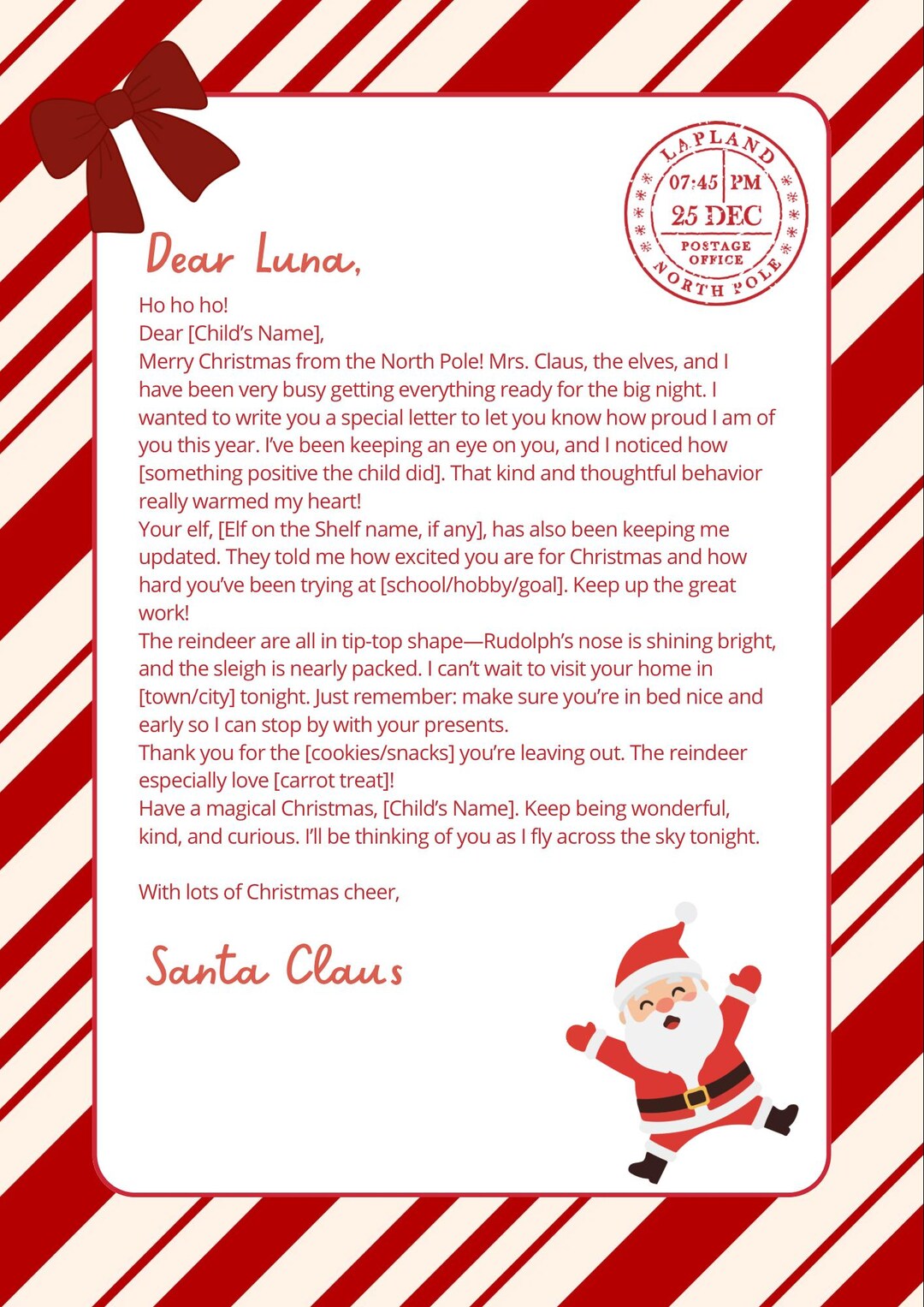 Personalised Santa Letter - Etsy