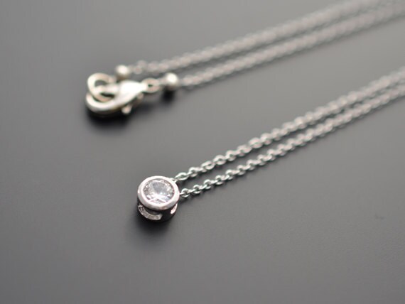 Solitaire Necklace Silver Necklace Wedding Jewelry Bridal - Etsy