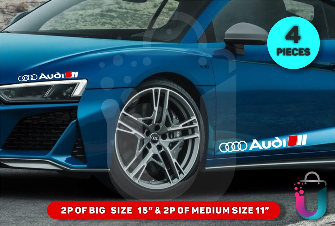 4x Audi Stickers – 15" & 11" Decals for Side Skirt, Hood Bonnet Badge ...