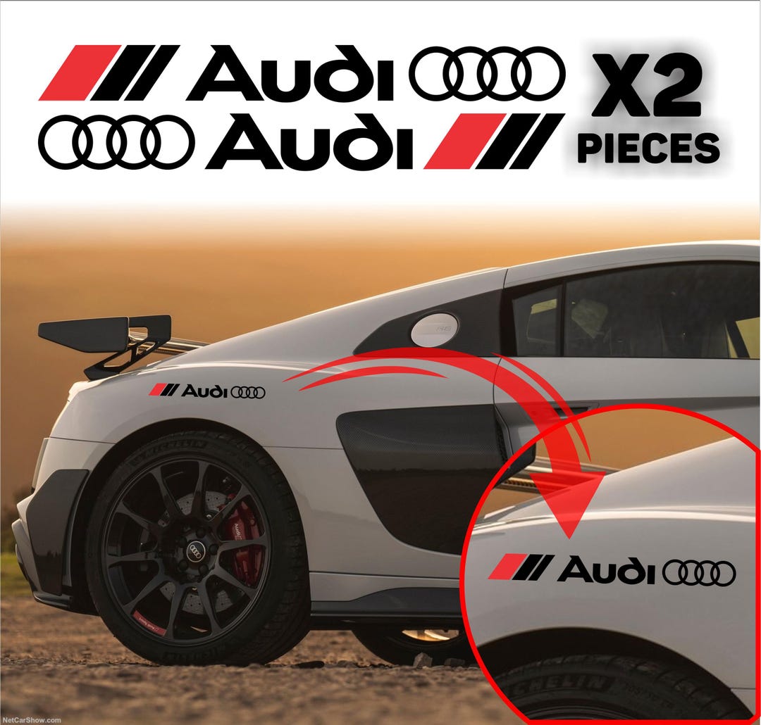 2x 28cm Audi Decal Stickers – Vinyl Graphics for Hood, Bonnet & Side ...