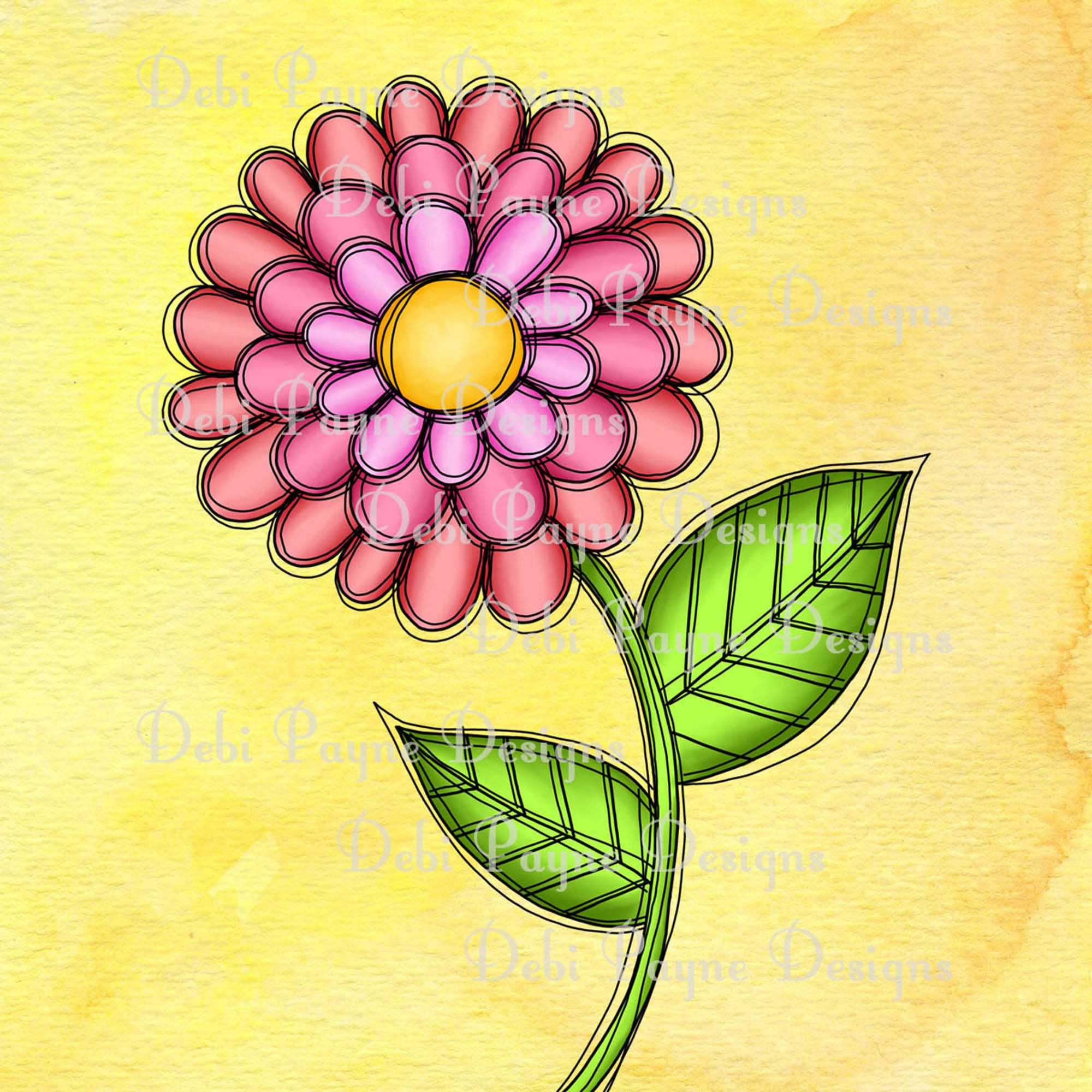 Stunning Doodle Flower Instant Downloadable Printable Full Color ...