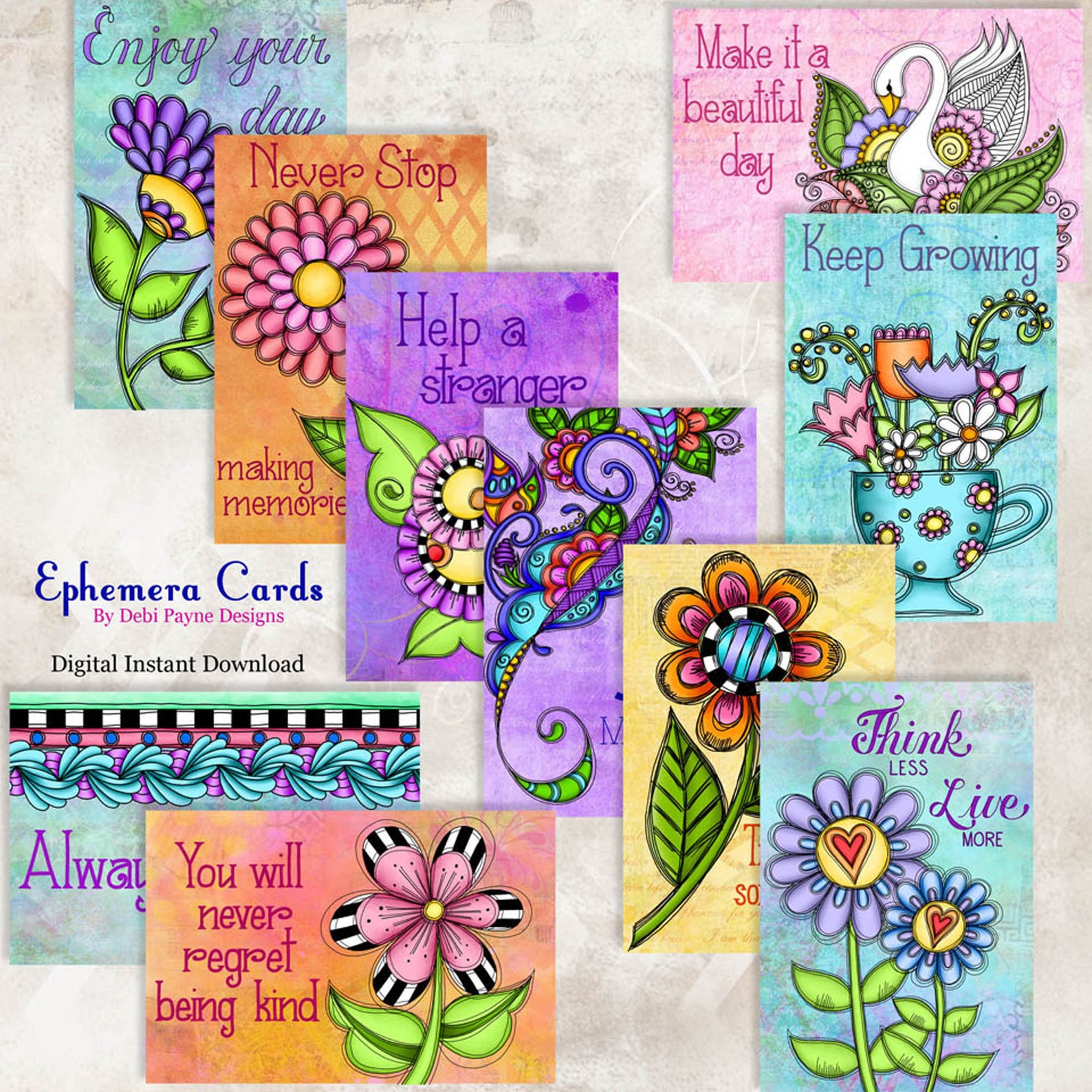 Little Reminders Ephemera Cards 4”x 6” Instant Downloadable - Etsy