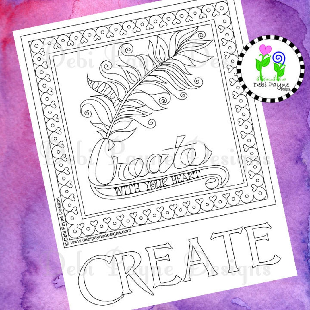 Create Positive Thought Doodle Designs Coloring Page – Instant Download ...