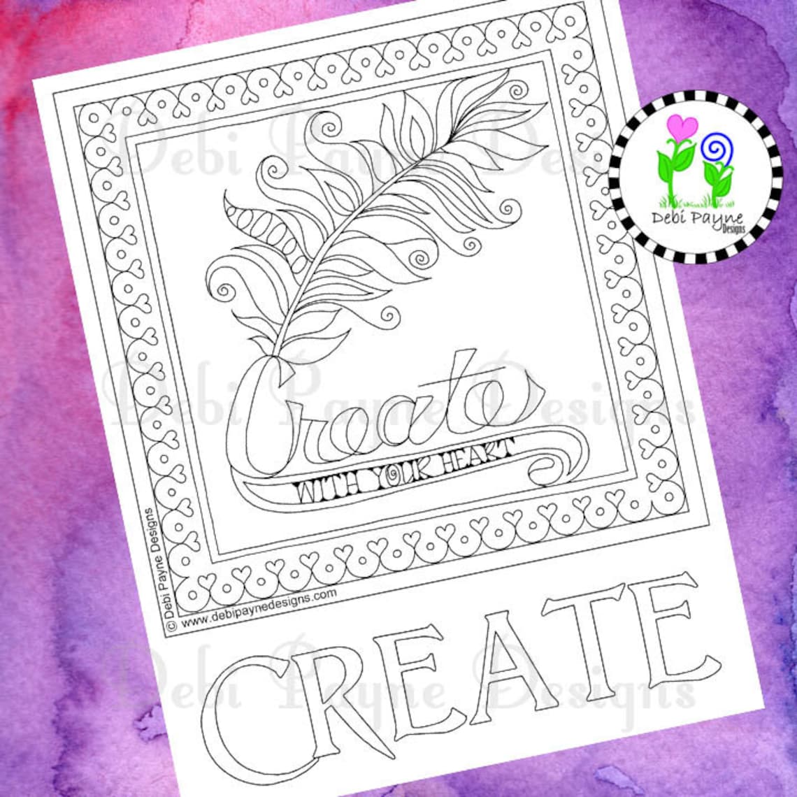 Create Positive Thought Doodle Designs Coloring Page – Instant Download ...
