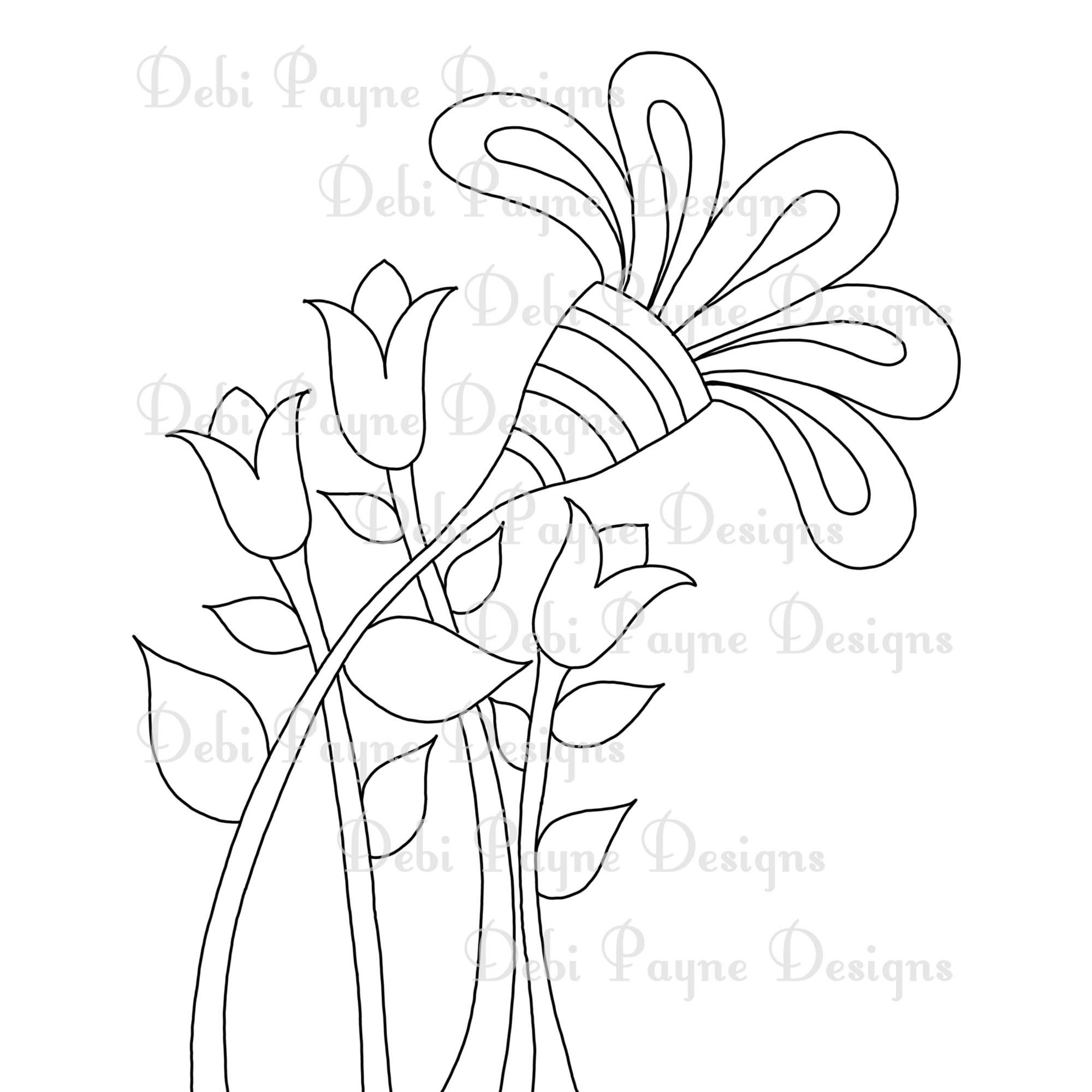 Stunning Doodle Flower Instant Downloadable Printable Black Line ...