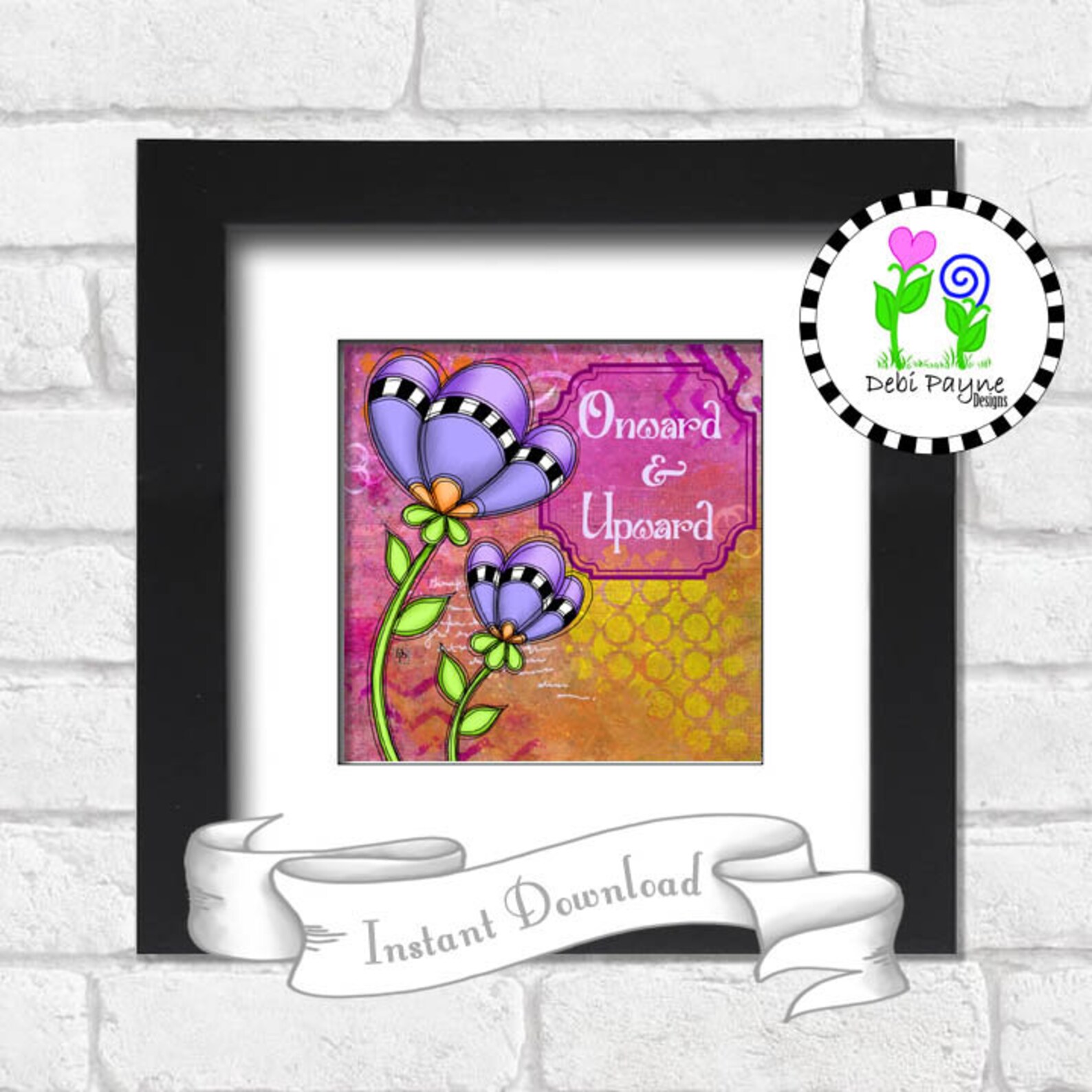 8x8 Inch "honest" Doodle Flower Positive Saying Instant Downloadable ...