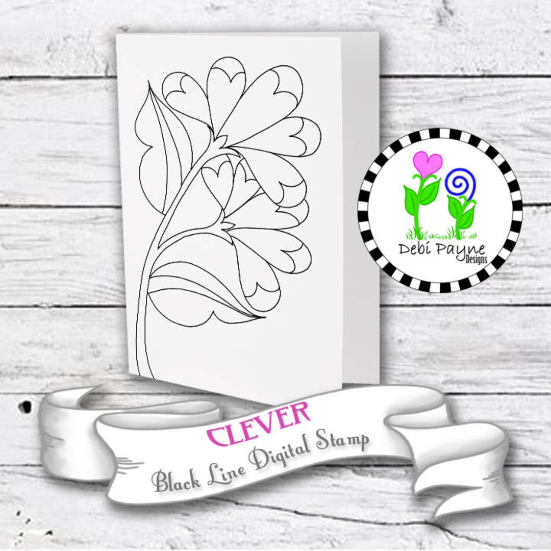 Clever Doodle Flower Instant Downloadable Printable Black Line Digital ...