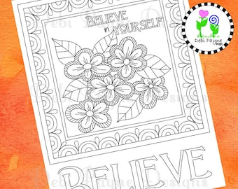 Sparkle Positive Thought Doodle Designs Coloring Page – Instant ...