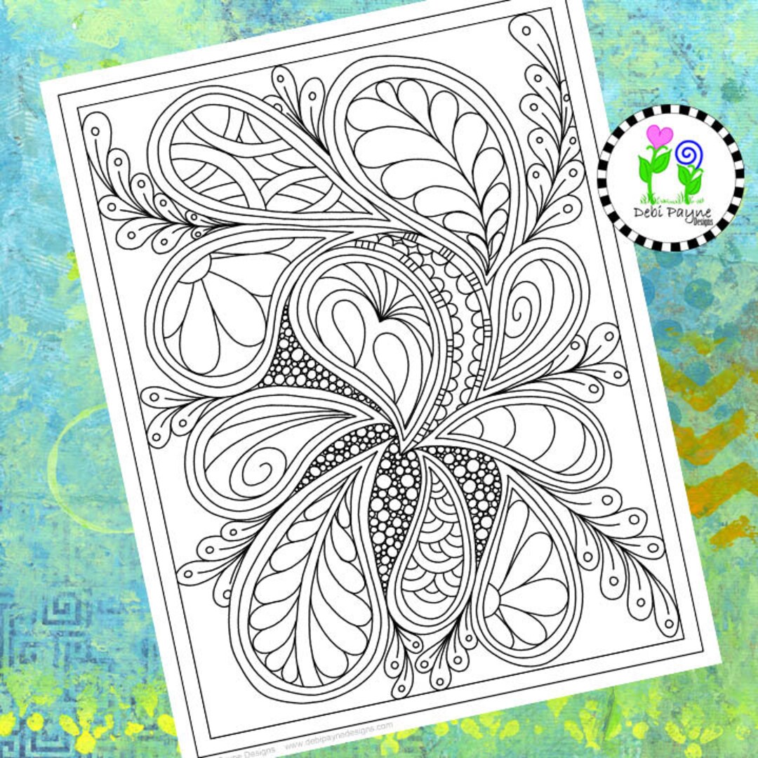 Abstract Doodle Design 12 Instant Download Coloring Page - Etsy