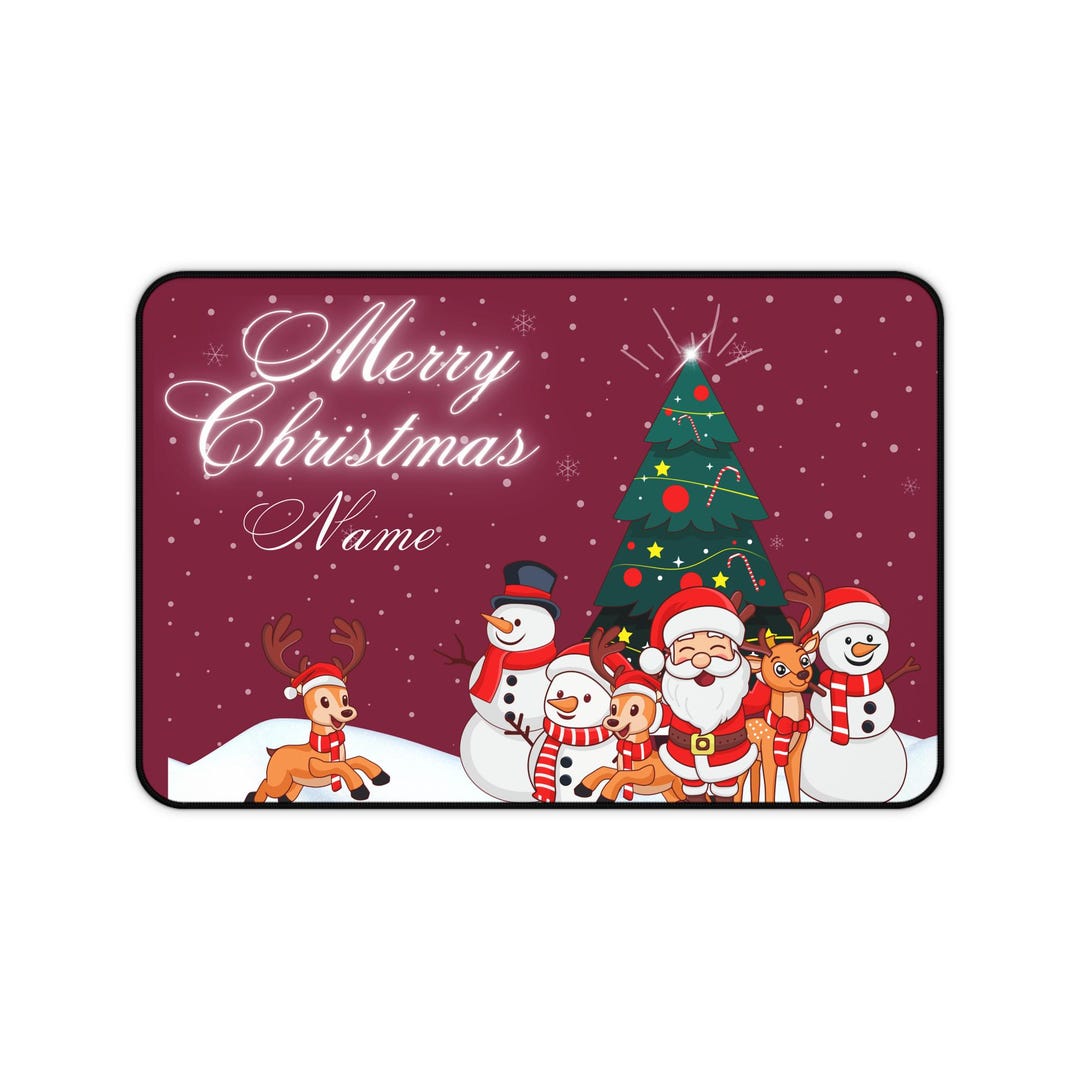 Merry Christmas Santa and Snowmen Desk Mat | Holiday Mousepad - Etsy