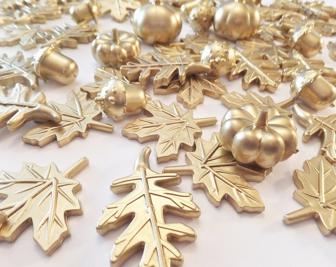 Fall Wedding Table Scatter 75ct. Gold Leaves & Pumpkins - Etsy