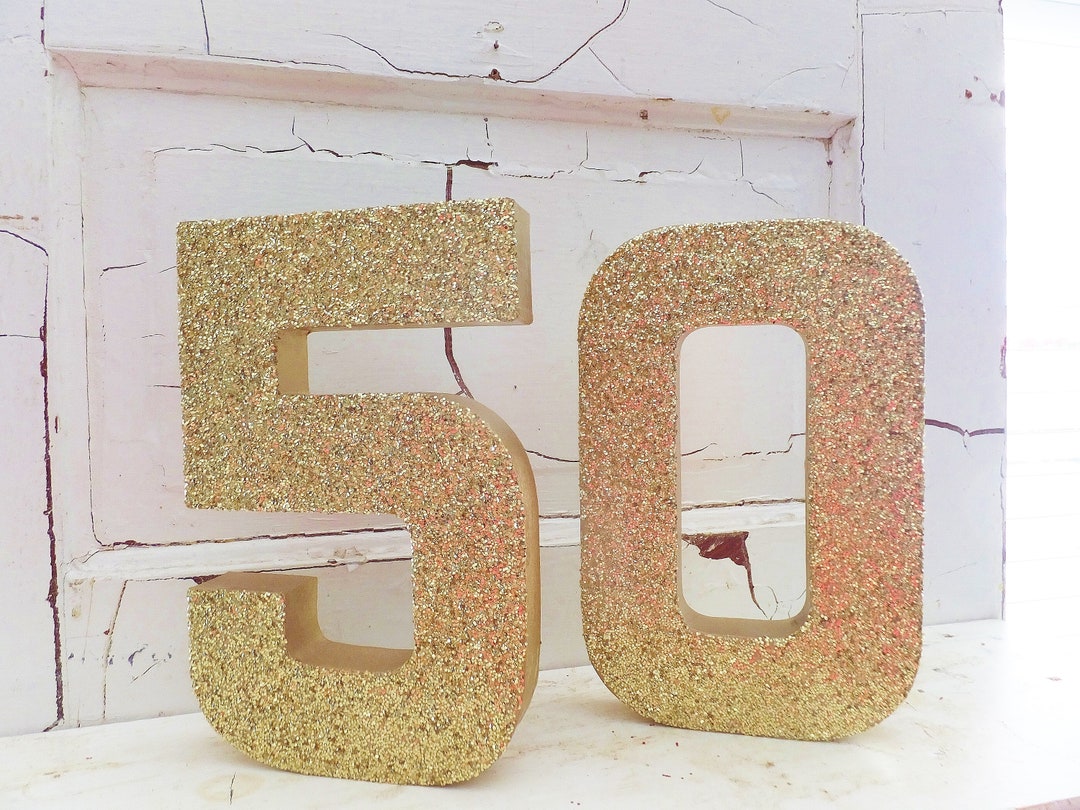 Gold* Glitter Number 50 ~ Birthday, Anniversary Celebration~ 8 Inches ...