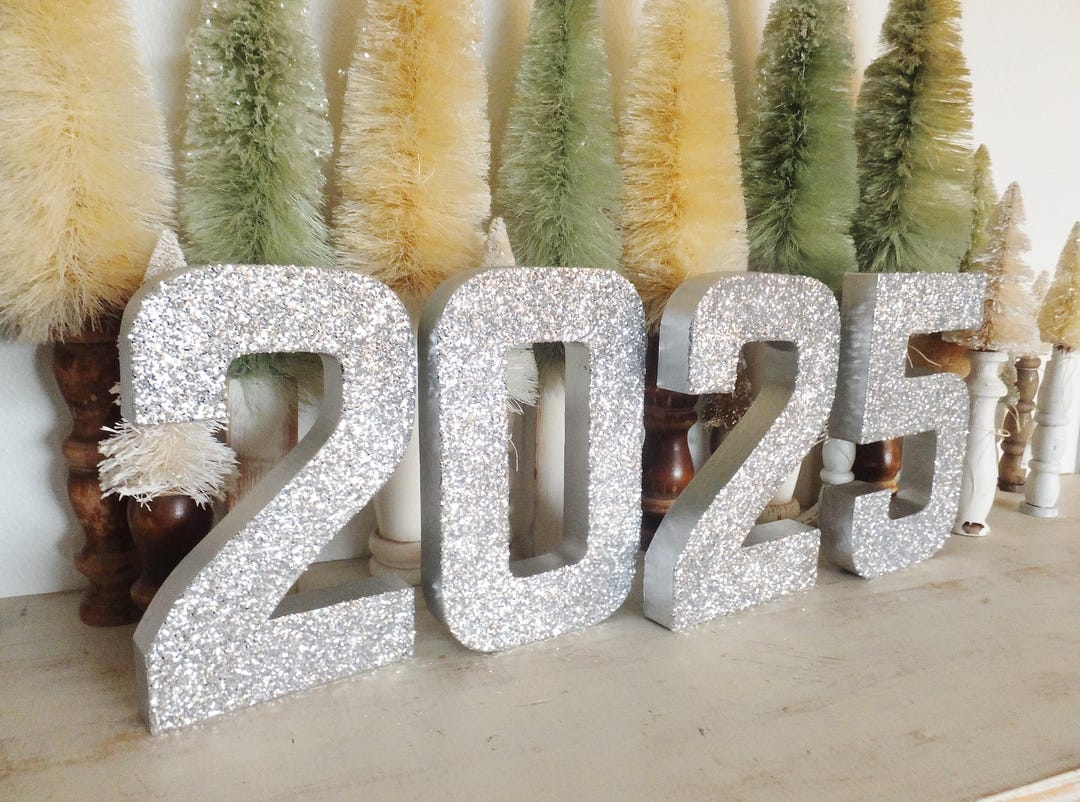 2025 Silver Glitter GRADUATION / PROM Photo Prop 8 Inch Tall Numbers ...