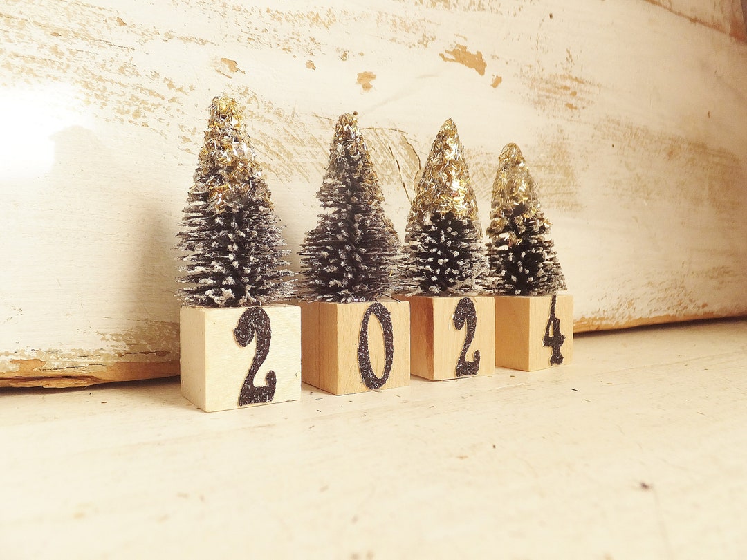Mini 2024 Graduation Trees: Set of 4 standing on Wood Block 2.5 Inches ...