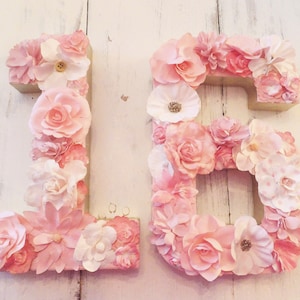 8 Inch Tall Pink Flower Sweet 16: Birthday Number OR Two Numbers of ...
