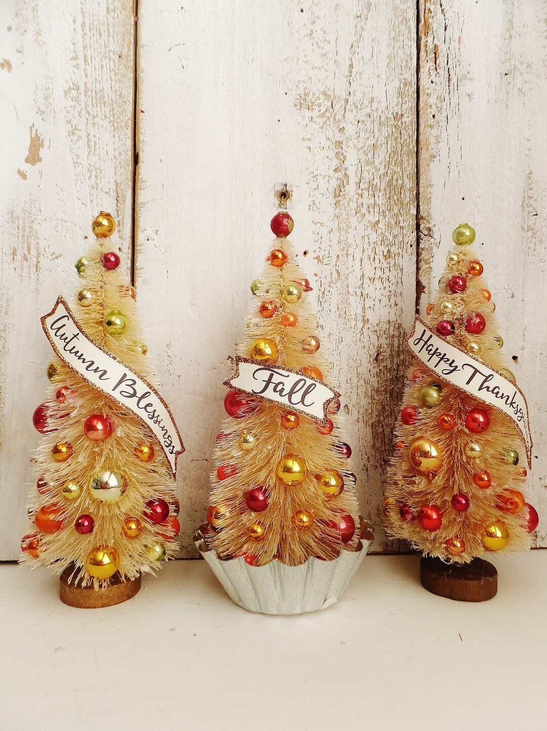 FALL Vintage Style TREE: 6 Inch Tall SINGLE Tree ~ Banner & Tart Tin ...