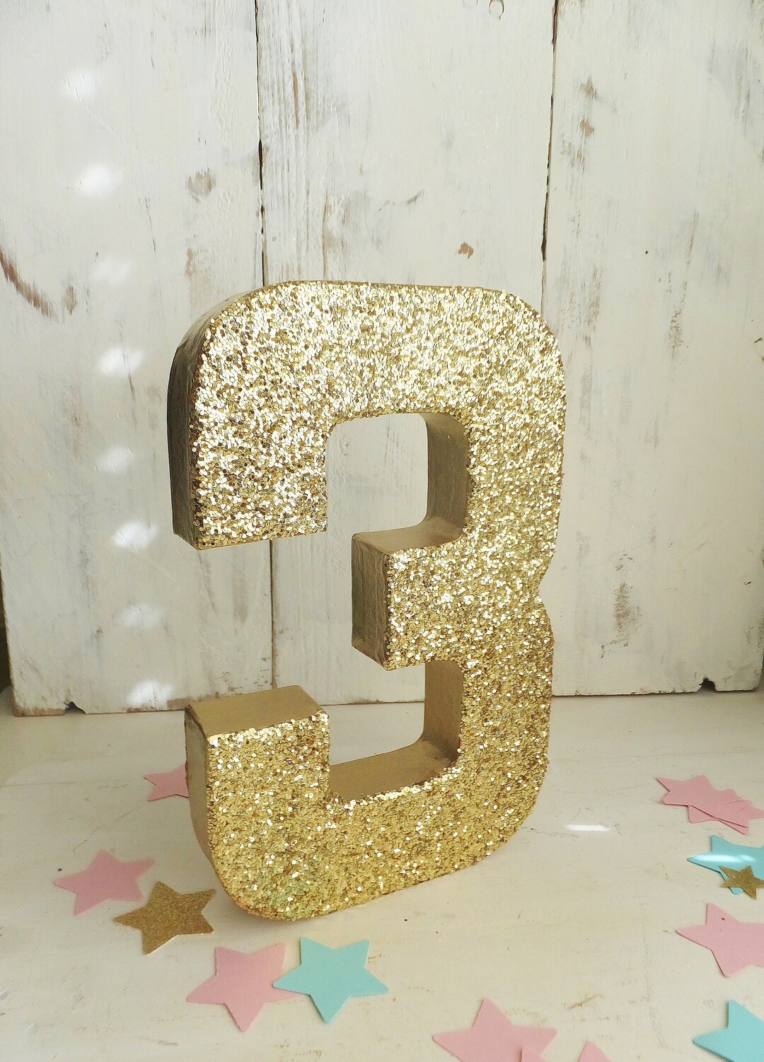 Gold Glitter Number 3: Birthday Photo Prop Perfect for Child's Hands 8 ...