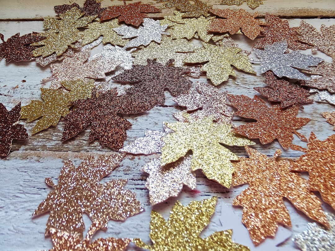 FALL Glitter Leaf Confetti: 50 Leaves ~ Wedding Table Decor ~ 1.75" to ...