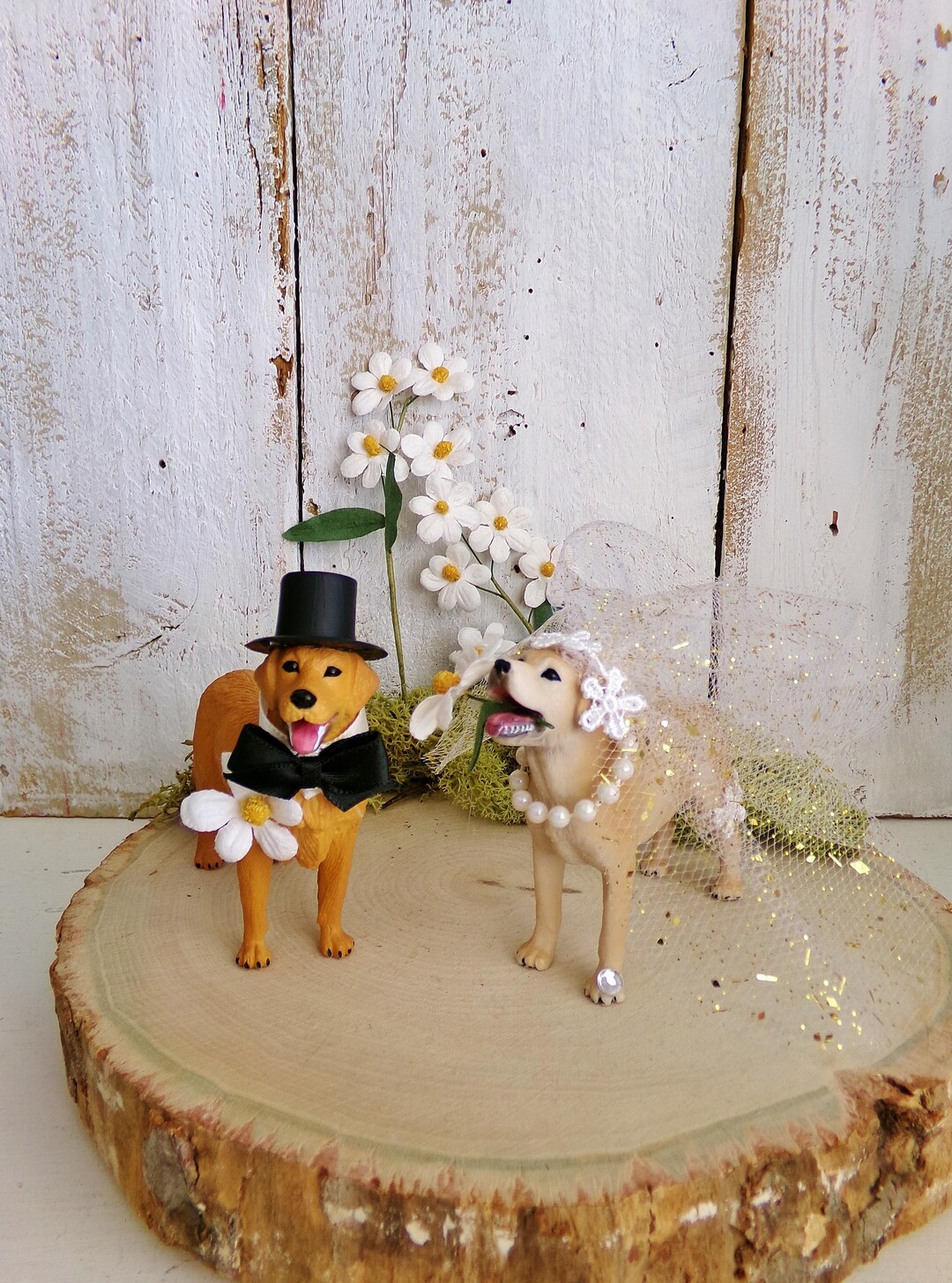 Bride & Groom Golden Retriever Cake Topper ~ Wedding Decor, WHATEVERS ...