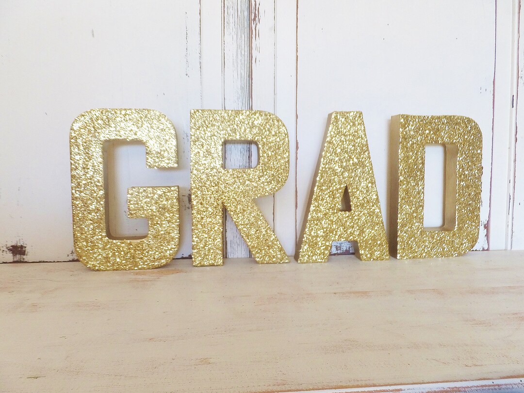Gold Glitter grad 8 Inch Tall Letters Photo Prop for 2025 Graduation ...