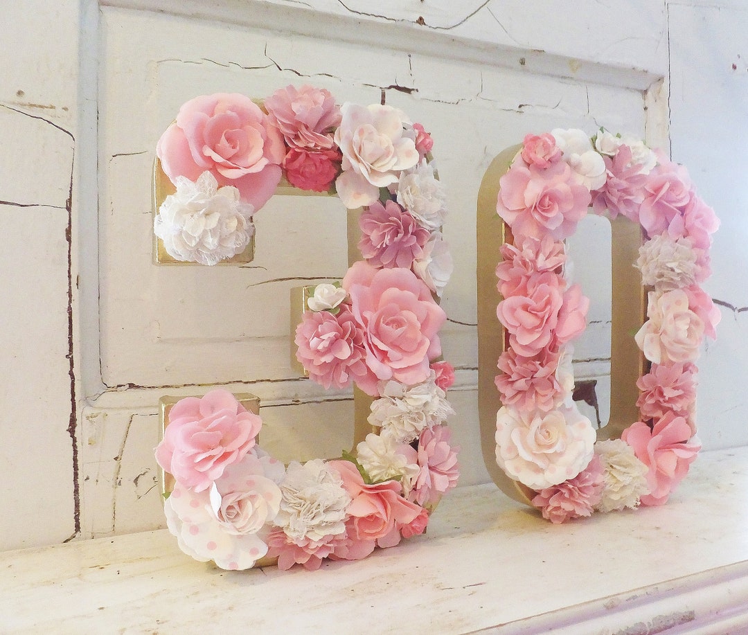 Pink Flower Numbers: 8 Inches Tall ~ Choose 2 Numbers ~birthday Photo ...