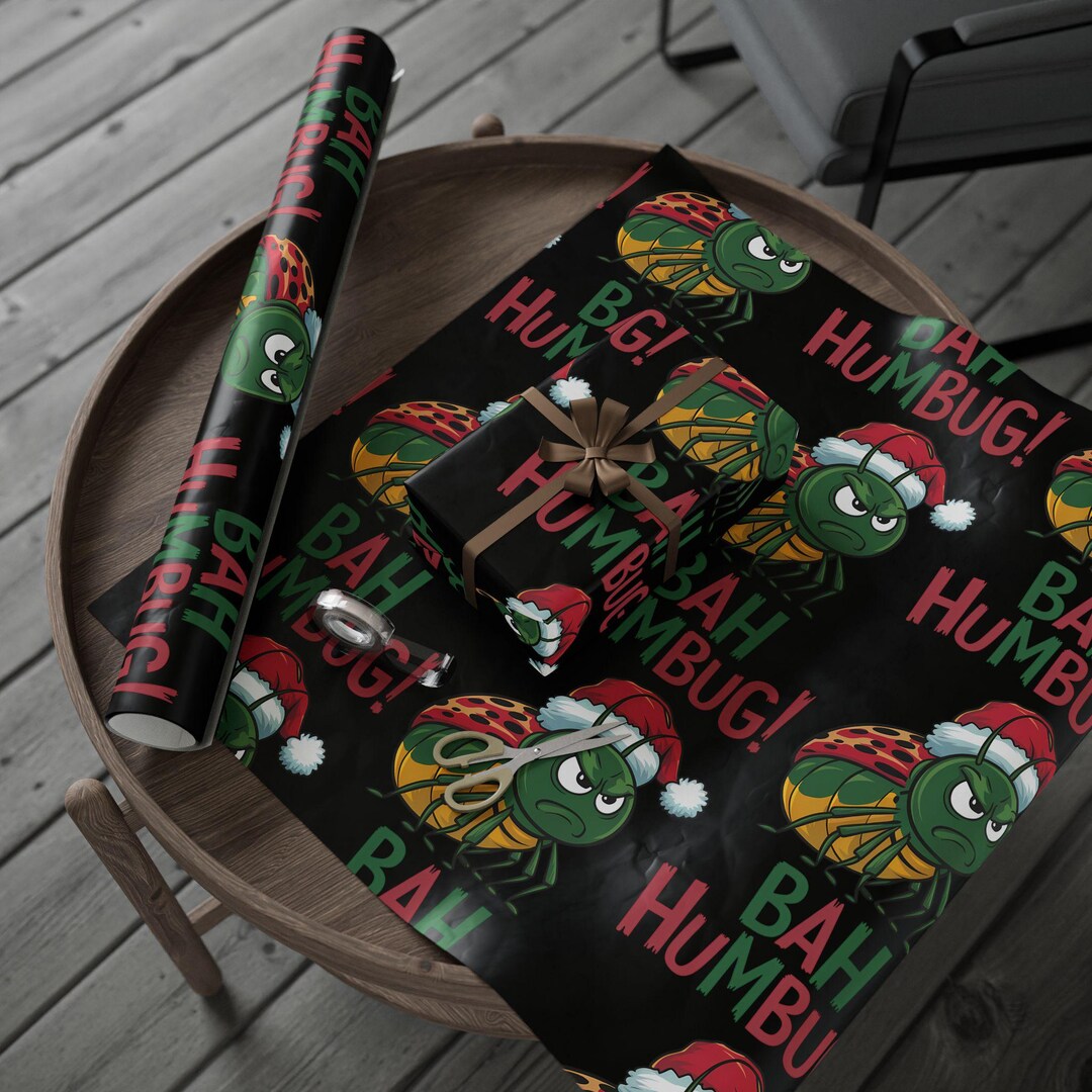 Bah Humbug Wrap | Funny Grumpy Bug Christmas Gift Wrap - Etsy