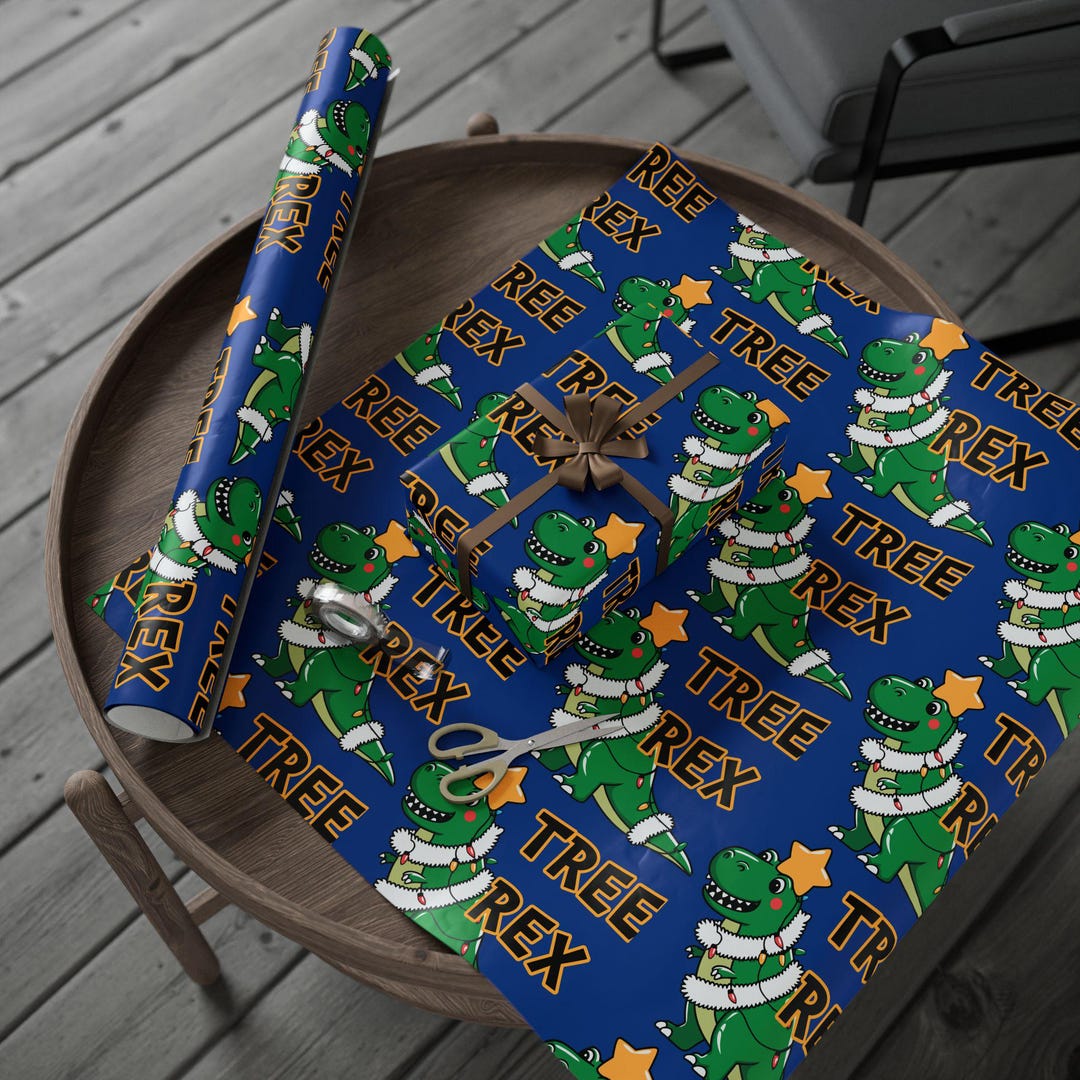 Tree Rex Christmas Wrapping Paper | Funny Dinosaur Gift Wrap - Etsy