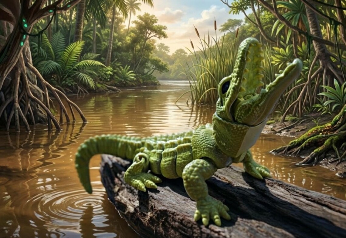 Articulated Alligator STL File Realistic Mini Dinosaur Style, Flexi ...