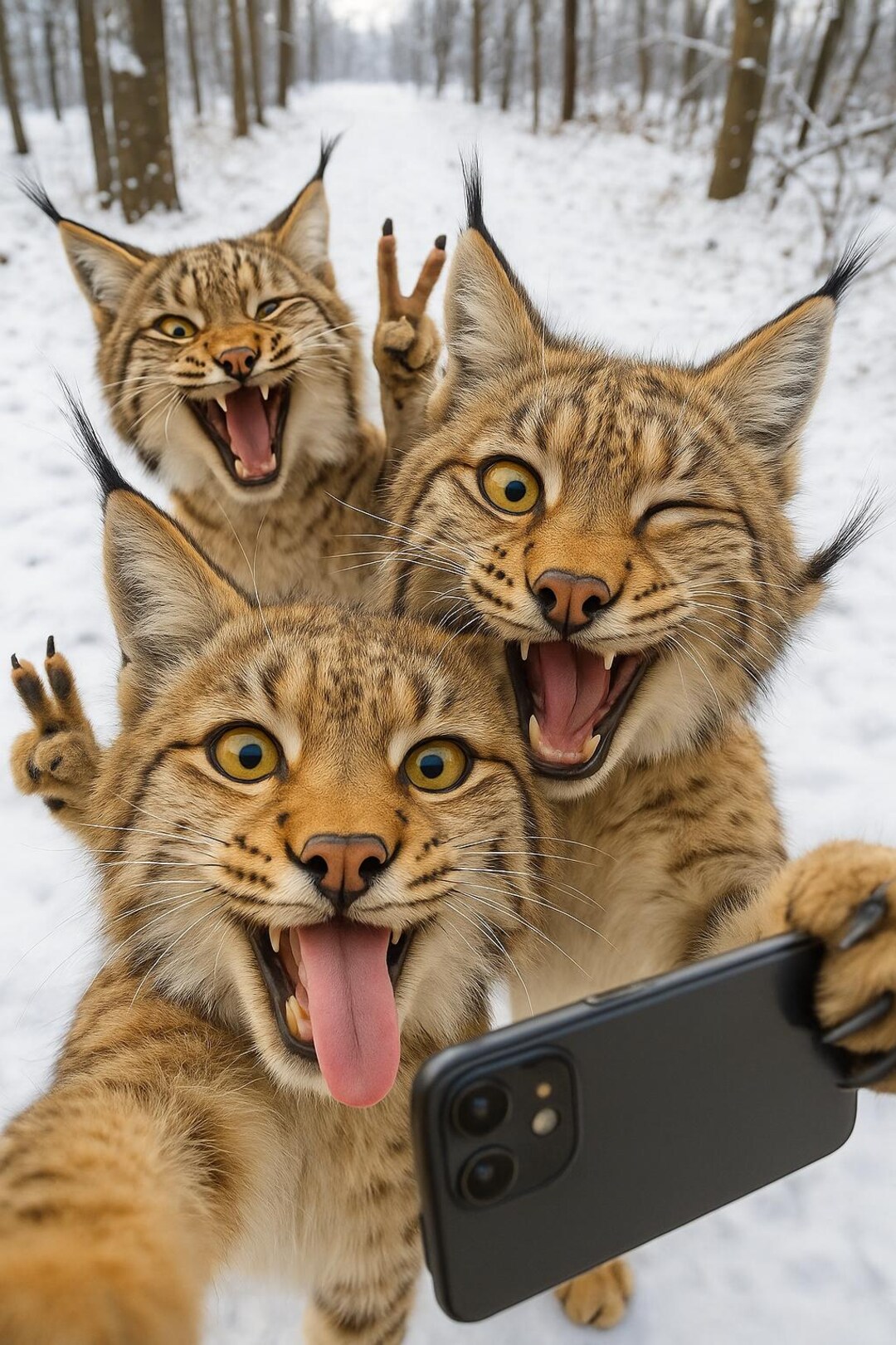 Lynx Selfie Print – Humorous Animal Photo – Original Wall Decoration ...