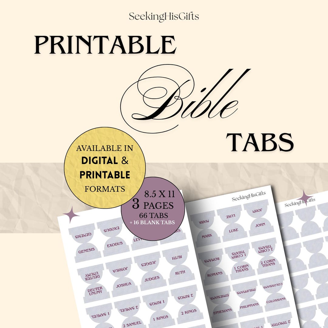 Silver and Plum Purple Bible Tabs – Printable Old and New Testament ...