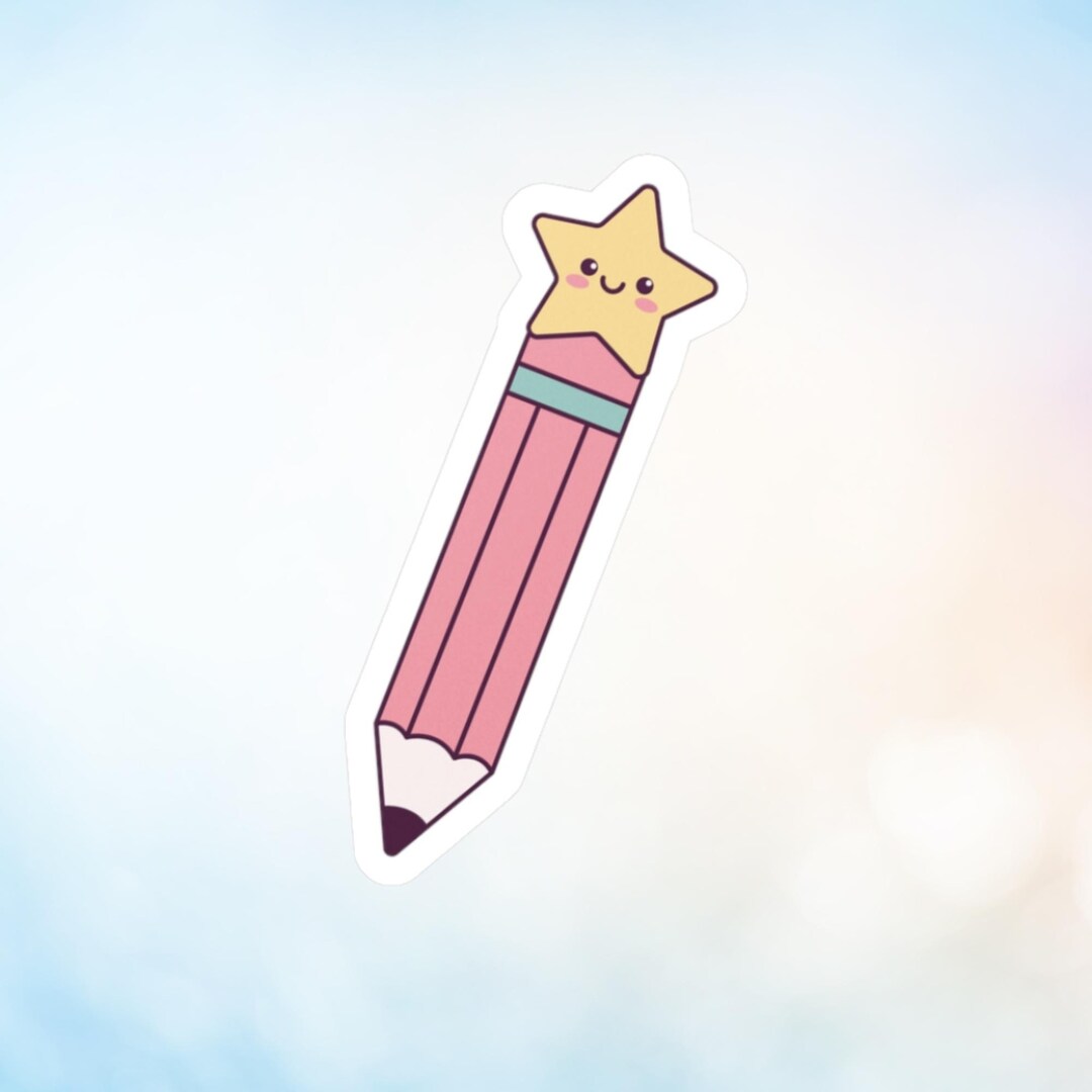 Kawaii Star Pencil Sticker Vinyl Decal | Cute Stationery Sticker ...
