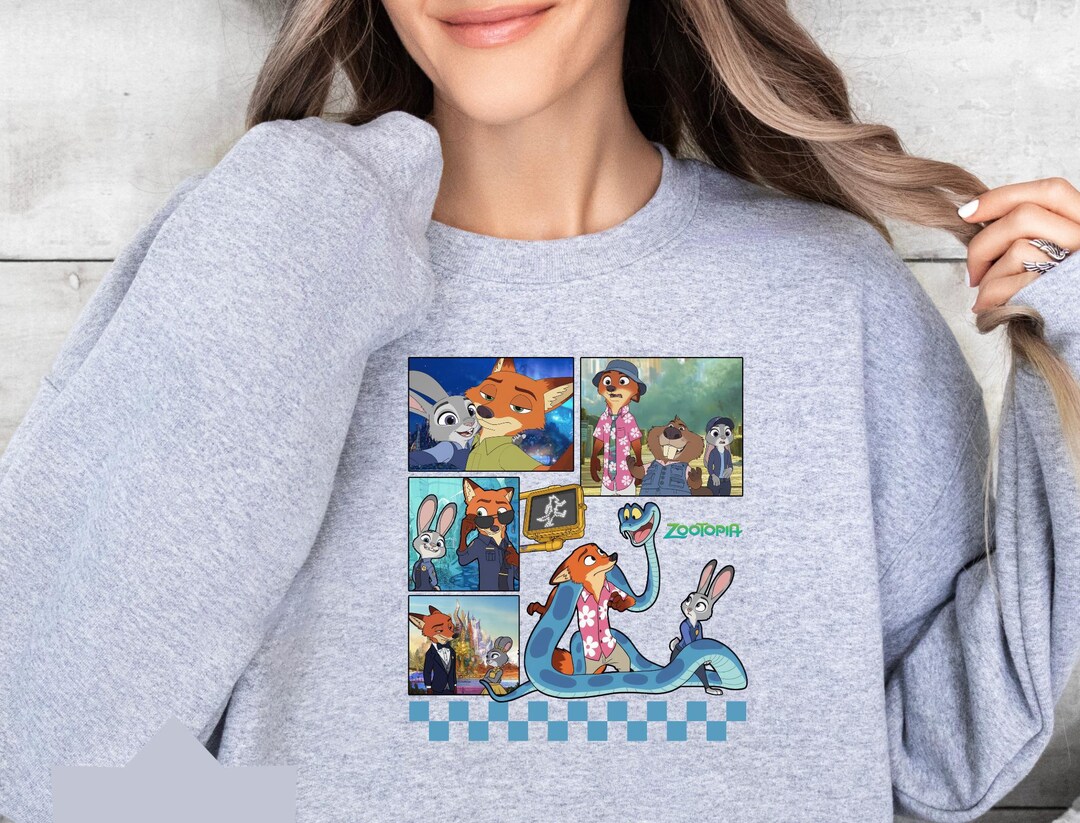 Disney Zootopia T-shirt, Judy Hopps Nick Wilde Retro Polaroid Cartoon ...