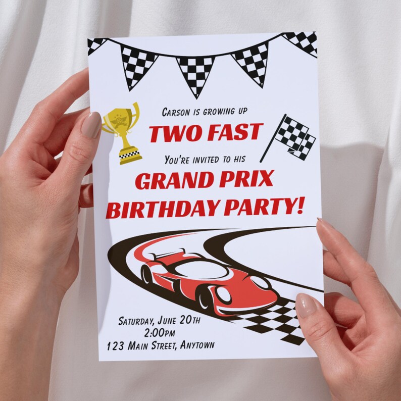Race Car Birthday Invitation Template - Etsy