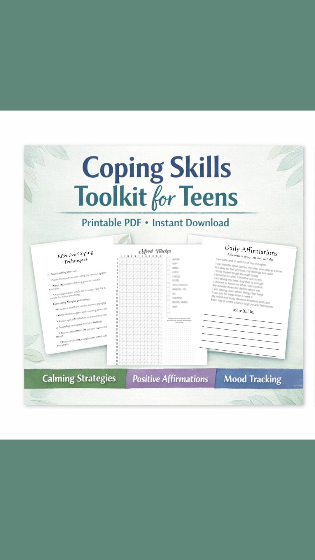 Coping Skills Toolkit for Teens Printable - Etsy