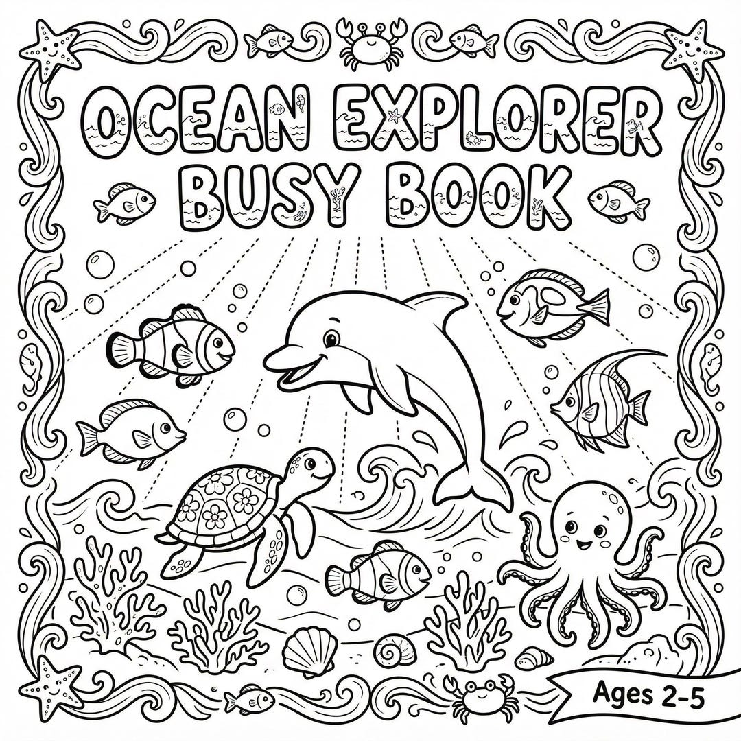 Ocean Busy Book Printable PDF | Sea Animals Learning Activities | 12 ...