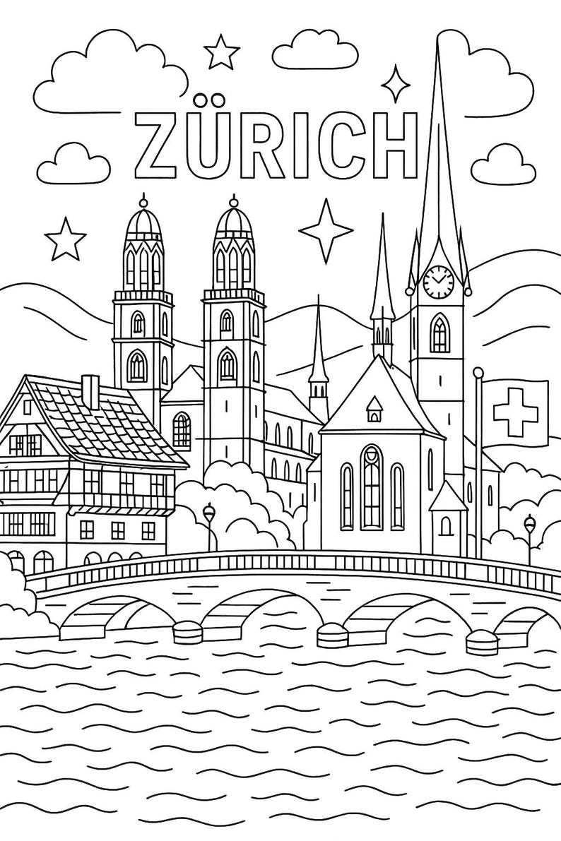 Swiss Coloring Pages - Etsy