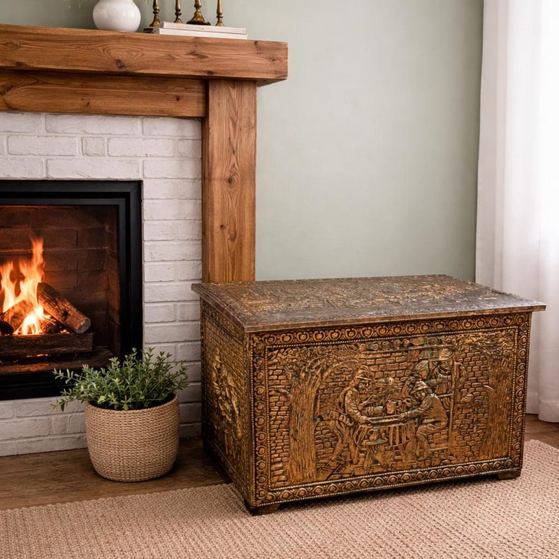 Vintage Brass Coal Box - Etsy