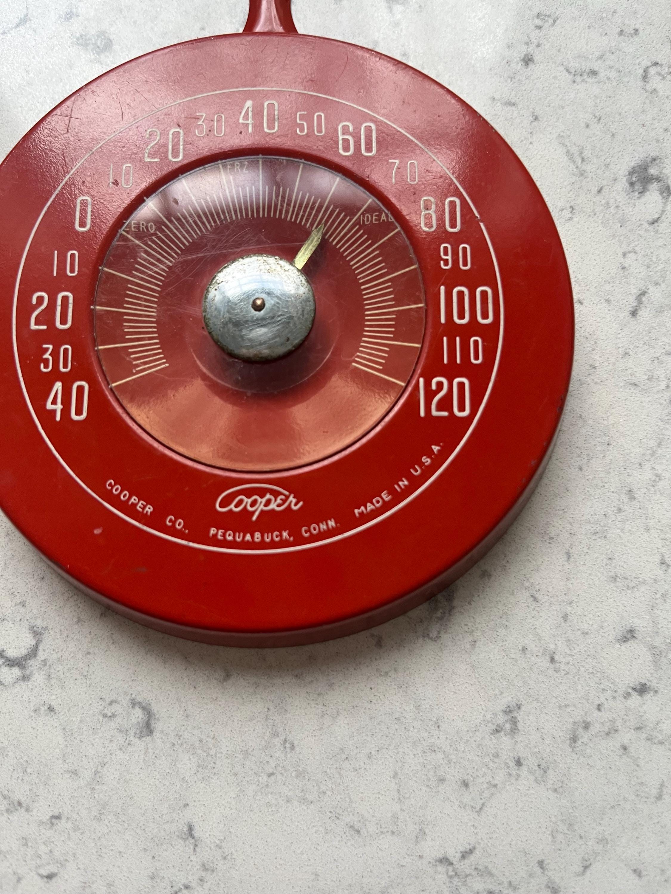 Vintage Cooper Thermometer | Red Metal Kitchen Wall Thermometer | Made ...