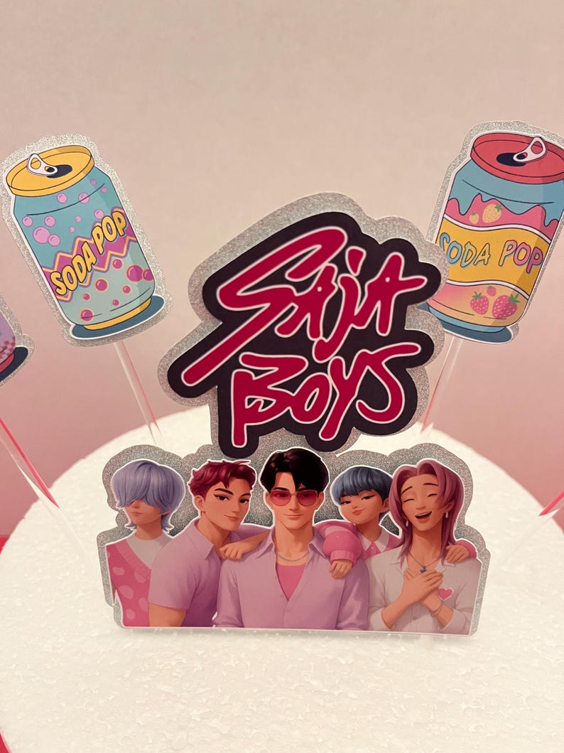 Personalised Saja Boys Cake Topper | Glitter Birthday Party Decoration ...
