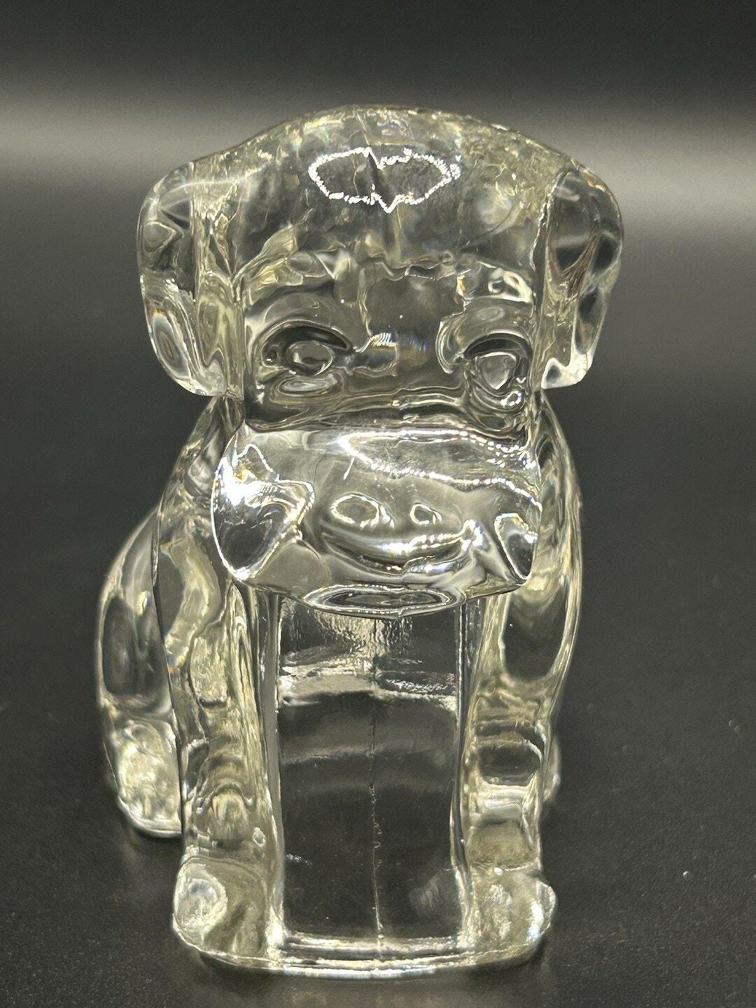 Vintage Federal Small Clear Glass Sitting Dog Figurine 1940s MCM ...