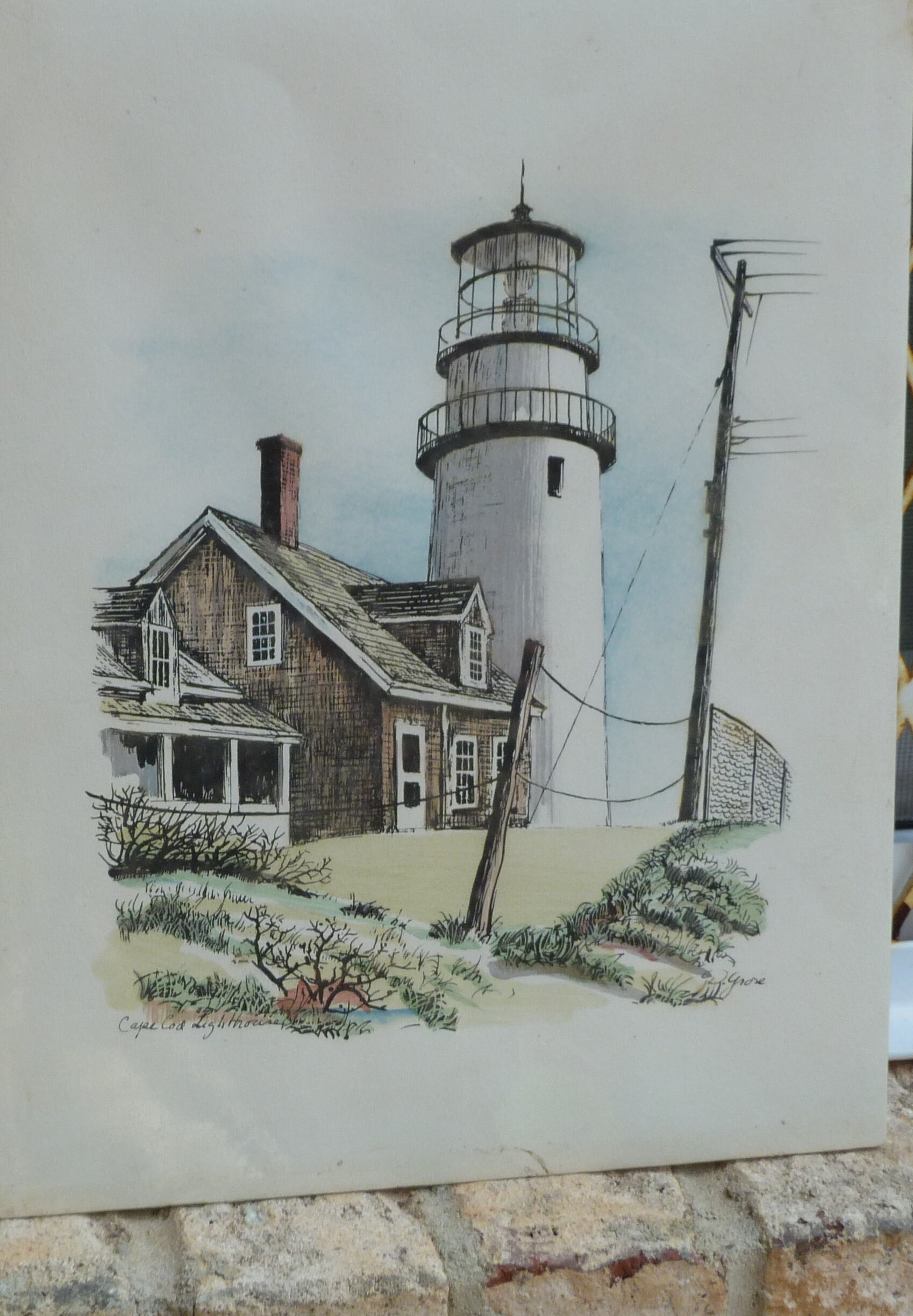 David Grose 1982 Unframed Art Print cape Cod Lighthouse Sealed 13 X 10 ...