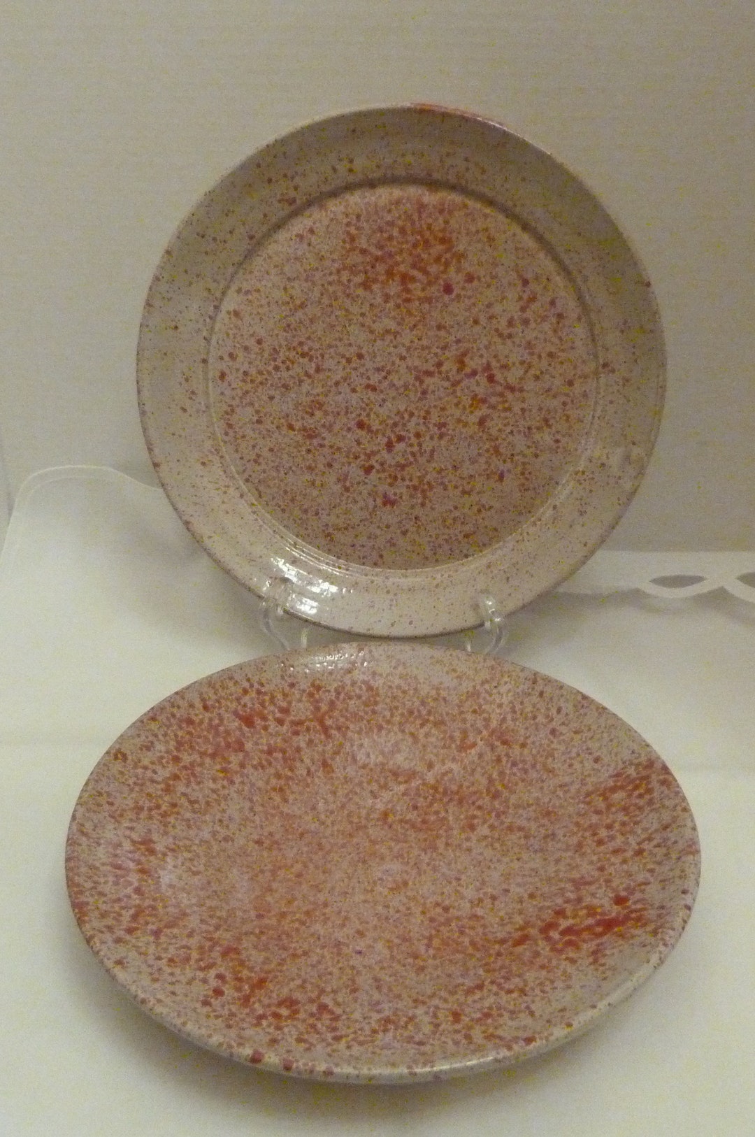 Handcrafted Studio Art Pottery 2 PC Set Plate & Bowl Red Spatterware by ...