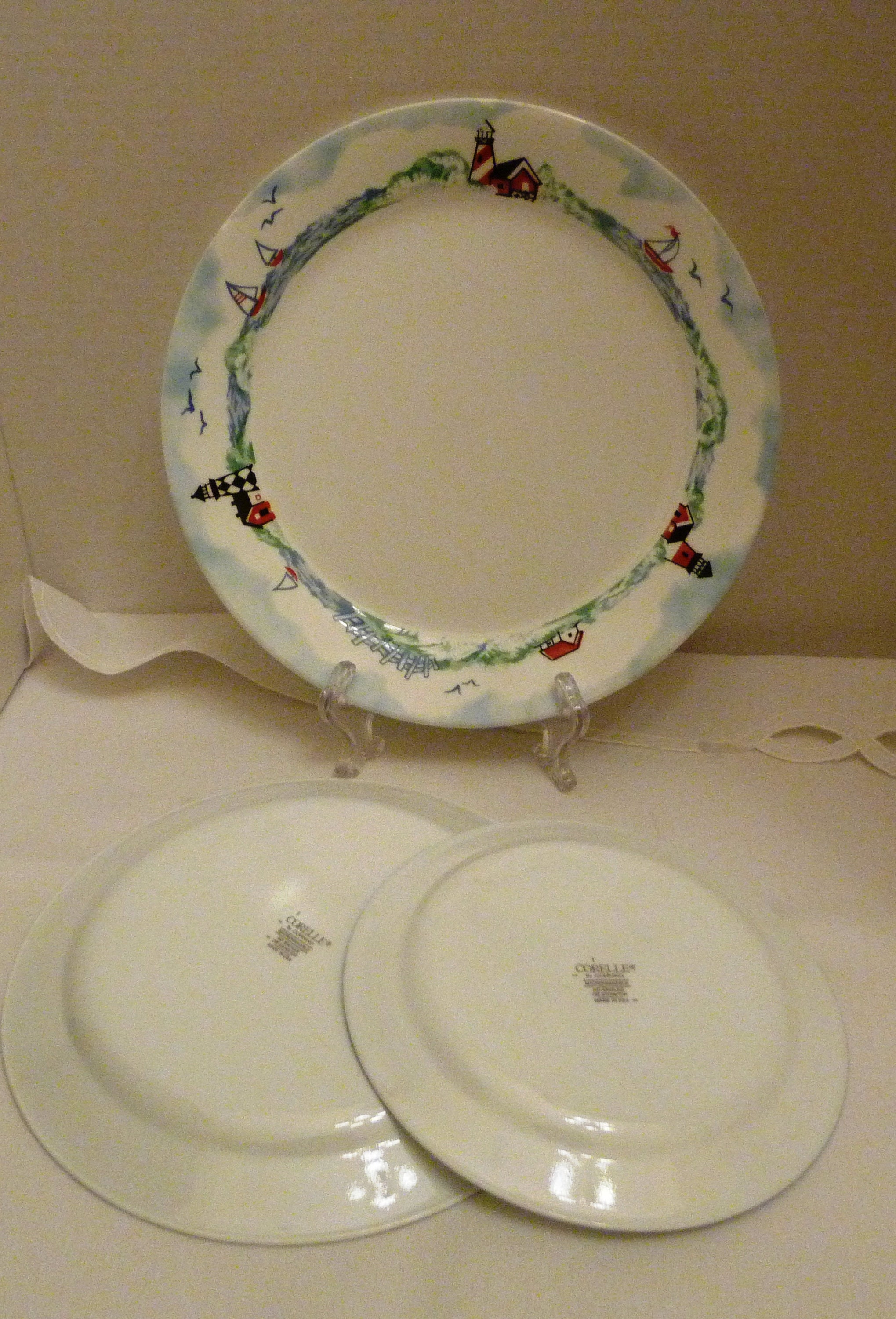 Corelle Impressions Outer Banks Pattern Set of 5 Plates: 2 Dinner 2 ...