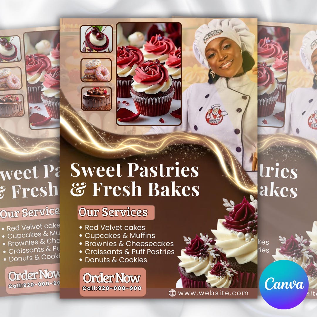 Modèle de Flyer de boulangerie, conception de gâteau, pâtisserie ...