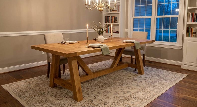 Handmade White Oak Dining Table | Custom Farmhouse Kitchen Table - Etsy