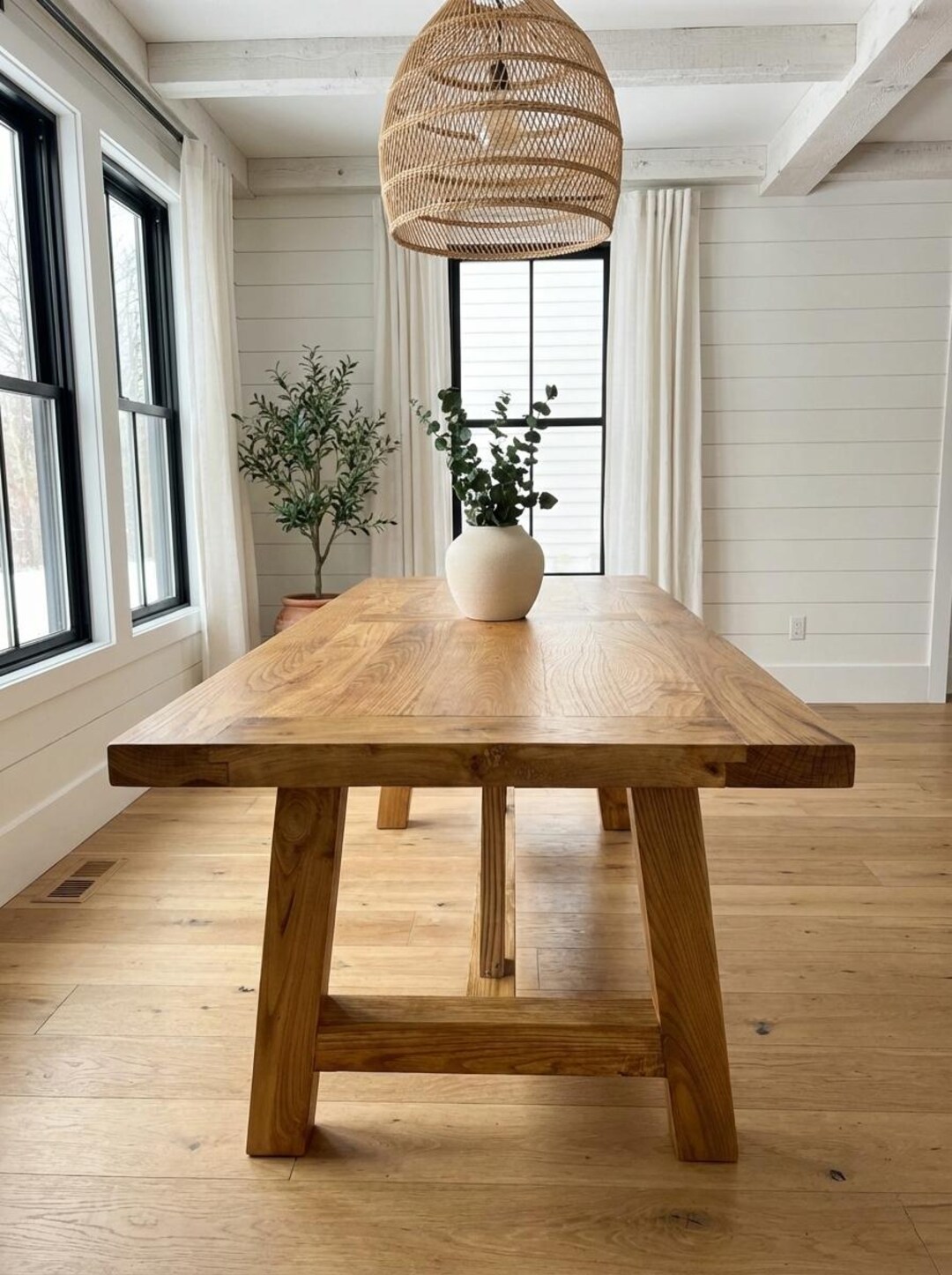 Handmade White Oak Dining Table | Custom Farmhouse Kitchen Table - Etsy