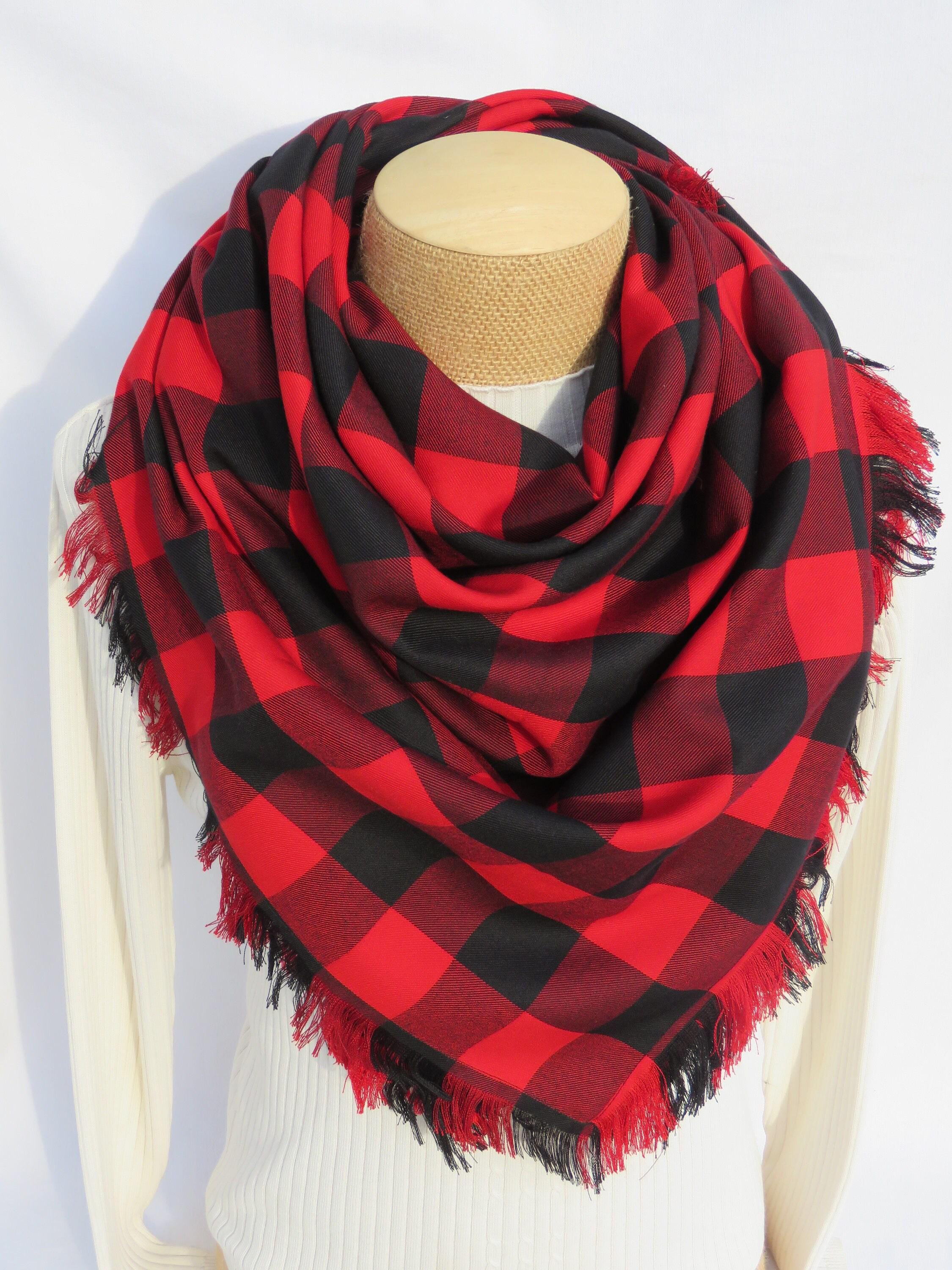 Buffalo Check Blanket Scarf in Black and Red Lumberjack Plaid ...